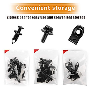 Ajxn 35 PCS Under Engine Cover Splash Guard Bolts, Car Bumper Fender Lining Rivets Nylon Push Clips, Push Metal U-Clip Retainers, Product Compatible with Cars, Trucks, Vans, SUVs, Trailers (Black)