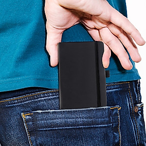 Animusphere (2Pack Pocket Notebook Small Notebook Journal Notebook 4 inches x 5.7 inches 200 Pages Leather Cover With Pen Holder Page Marker Ribbons(Black)