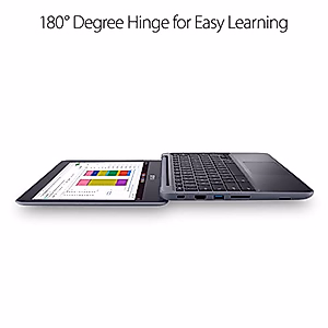 ASUS 2022 Newest Chromebook Laptop, 11.6 inch HD Display, MediaTek Quad-Core Processor, 4GB RAM, 32GB eMMC, 256GB MicroSD Card, 180 Degree, Dark Grey, Education, Chrome OS, Bundle with JAWFOAL