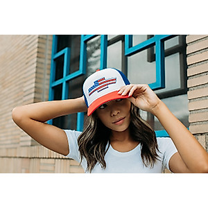 AMERICAN NEEDLE Riptide Valin Chevrolet Logo American Flag Snapback Baseball Trucker Hat (44890A-CHEVY-RWR)