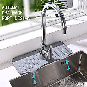 bepinkind Silicone Faucet Splash Guard-[Upgrade Steeper Slope],Silicone Faucet Water Catcher Mat, Silicone Sink Mat for Kitchen/Bathroom,Silicone Faucet Mat Sink Water Splash Guard. (Vertical-White)