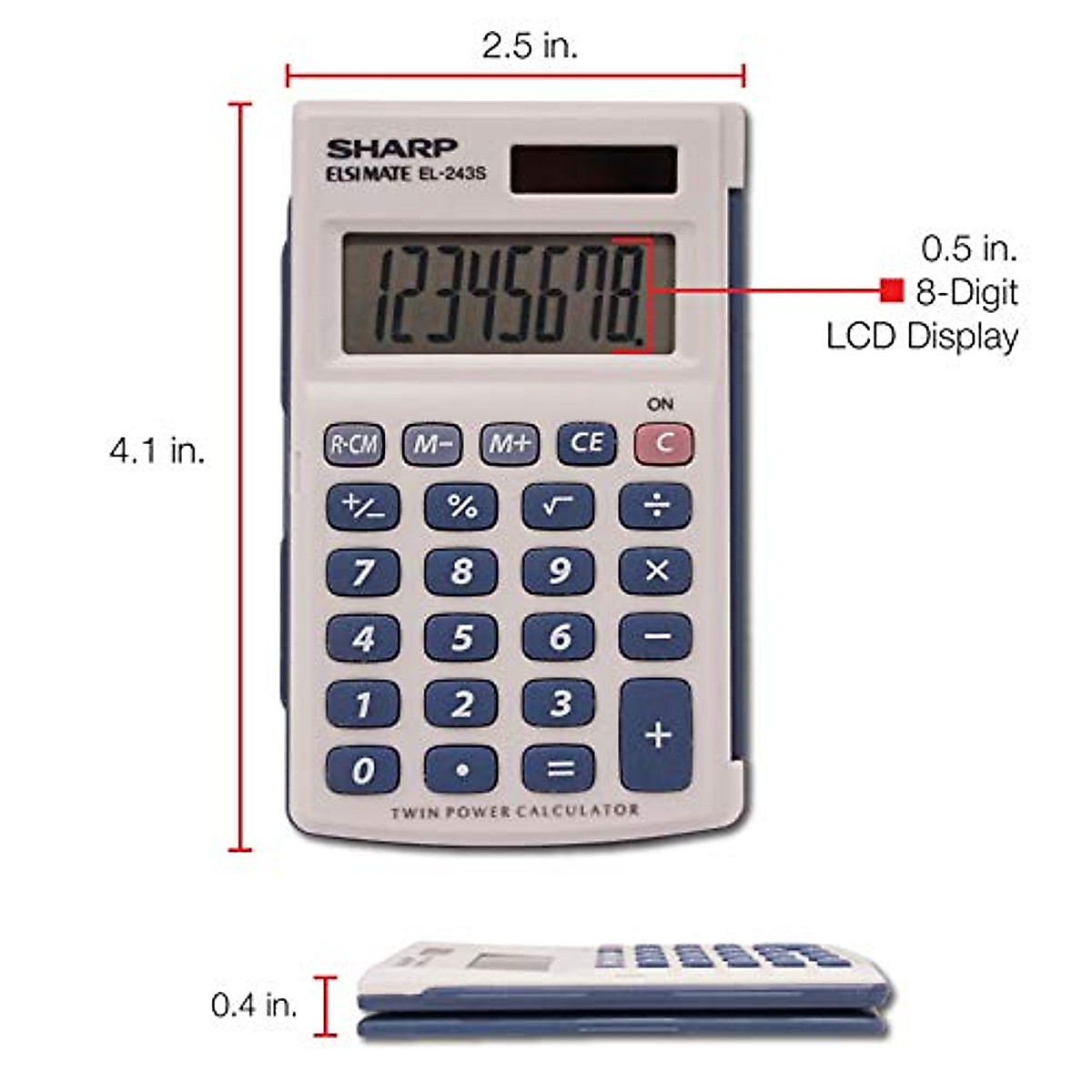 Sharp Electronics 8-Digit Twin Powered Calculator (EL-243S/EL-243SB)