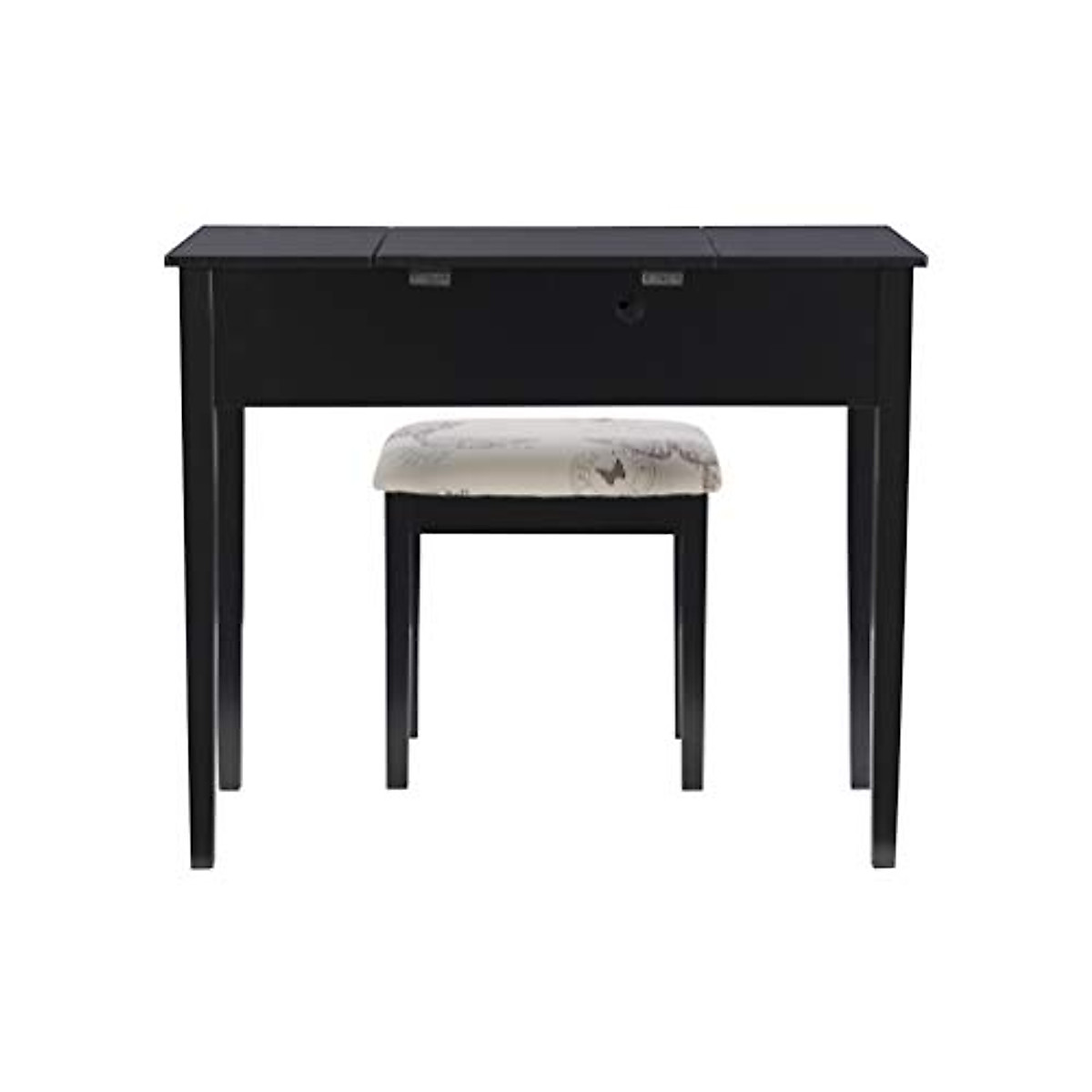 Linon Home Dcor Linon Black Butterfly Stool Vanity Set with Bench, 36"w x 18"d x 30"h,