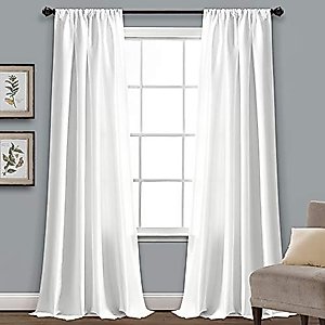 Lush Decor, White Venetian Solid Color Window Panel for Living, Dining, Bedroom (Single Curtain), 84” x 54