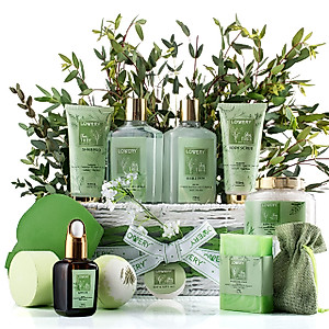 Tea Tree Bath Set - Luxury Home Spa Set with Calming Mint Fragrance – 15 pc Relaxation Gift Basket with Tea Tree Bath Oil,Shower Gel, Bubble Bath, Handmade Soap, Steamer Tablet, Potpourri & More