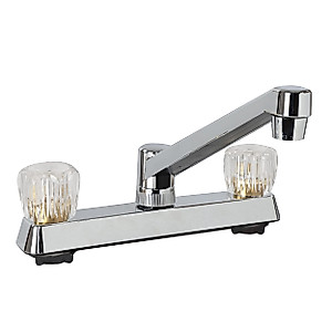 Empire Faucets RV Kitchen Faucet - Chrome Centerset Swivel Kitchen Spout with Dual Crystal Handles for Petite Kitchens