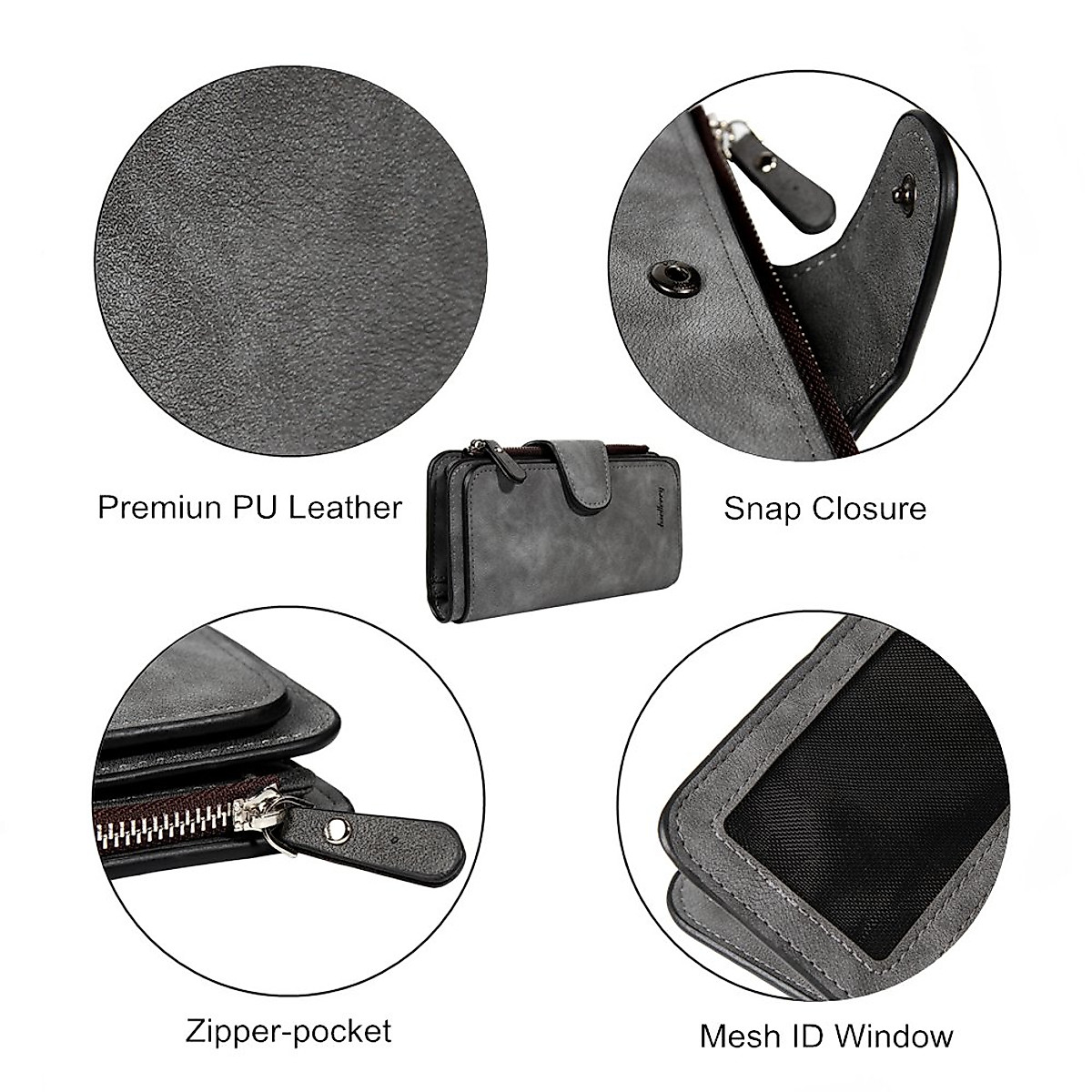 Wallet for Women RFID Blocking Clutch Purse Long Ladies Credit Card Holder Organizer(Dark Grey)