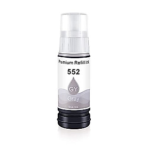 Omera Compatible Refill Bottle Ink Replacement for 552 T552 Work for EcoTank Photo ET-8550 ET-8500 All-in-One Wide-Format Supertank Printer (BK/PBK/ C/M/Y/GR 70ml, 6-Pack, for Daily Printing)