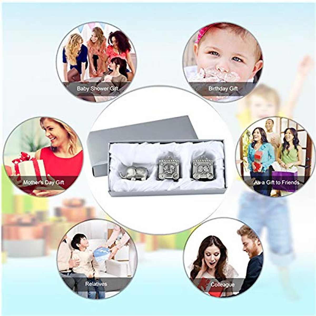 Baby Tooth Box, Kids Keepsake Organizer for Baby Teeth, My First Tooth and Curl Keepsake Box Set, Cute Children Silver Tooth Holder to Keep The Childhood Memory (Style 3)