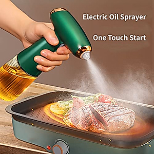 ZHIVIQ Electric Oil Sprayer for Cooking 200ML Olive Oil Mister 0.4mm Fine Mist Automatic Oil Spritzer Dispenser Bottles for Air Fryer Salad Kitchen Baking Frying BBQ Roasting (Premium set, Green)