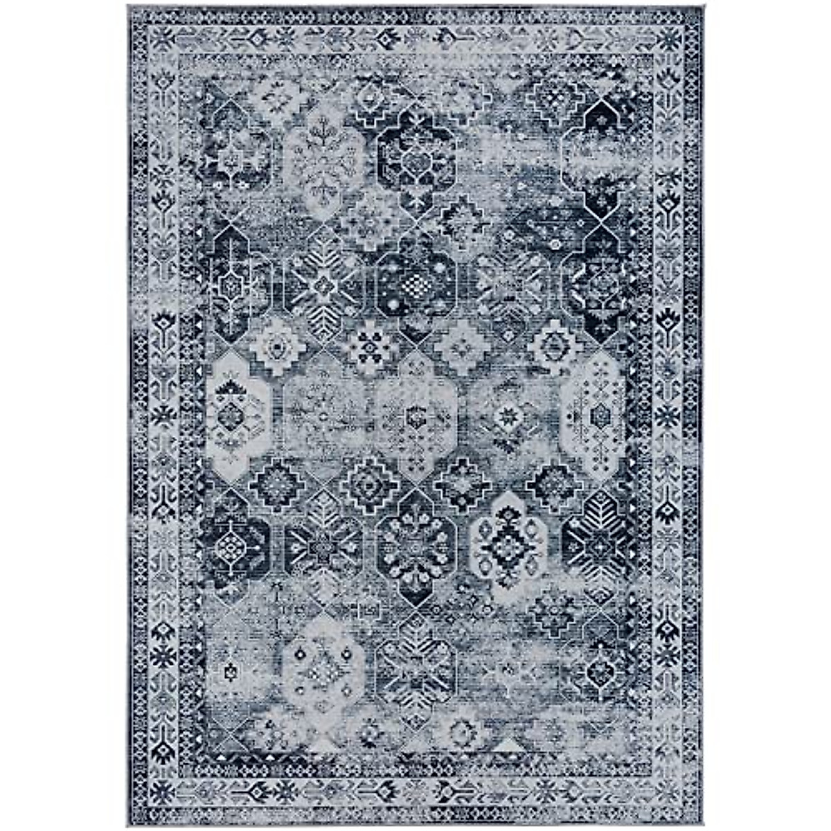 DECOMALL BAOLA Vintage Area Rugs, Traditional Carpet for Bedroom Foyer Laundry Room, Gray-Blue 4'x6'