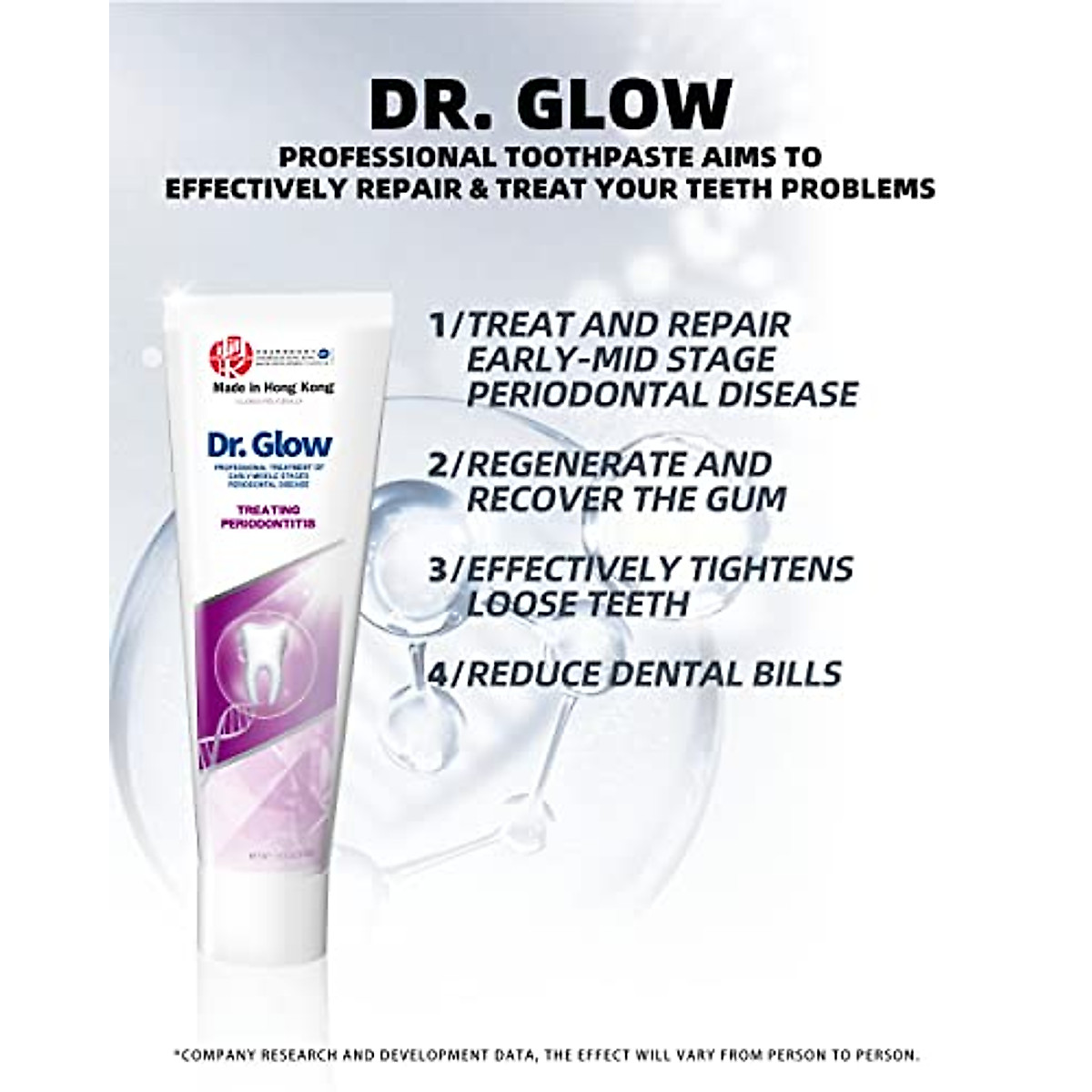 Dr. Glow Periodontal Disease Treatment Gum Tooth Paste for Early&Mid Periodontitis, Gingivitis Treatment Fluoride Free Toothpaste for Bleeding Gums, Periodontal Toothpaste Treatment for Loosen Teeth