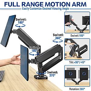Stellar Mounts Dual Spring LCD Monitor Arms with USB and Multimedia Ports for: Sceptre 27-Inch FHD LED Gaming Monitor 75Hz 2X HDMI VGA Build-in Speakers, Ultra Slim Metal Black