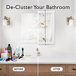 Design House 545103-WHT Wyndham Medicine Cabinet – Durable White Assembled Frame – Bathroom Wall Cabinet with Mirrored Door, 36-Inch – 4.75" X 36" X 30", White, 1 Count, Tri-View