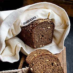 Goodleks Three-Layer Cotton Bread Bag, Reusable Bread Bags for Homemade Bread Large, Natural Organic Canvas Bread Storage Bags