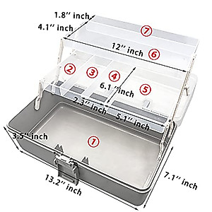 13 Inch Sewing Box Three Layers, Plastic Craft Organizers and Storage, Multifunction Craft Box/Organizer Box/First Aid Box/Medicine Box/Tool Organizers and Storage with Lids