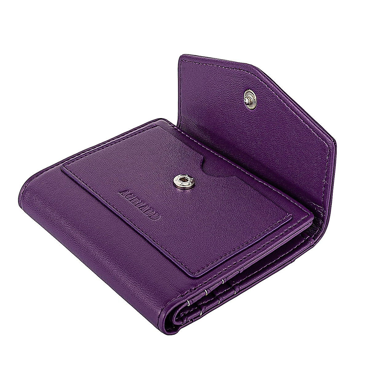 AGBIADD Small Compact Leather Wallet for Women, RFID Blocking Women's Credit Card Holder Pocket Wallet Ladies Purse (purple)