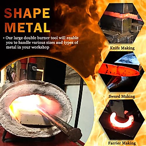 Camoo Double Burner Gas Propane Forge Furnace Blacksmithing Knife Tool Making Farriers Portable Dual Large Capacity, Oval, Deluxe Kit Jewelry Knife