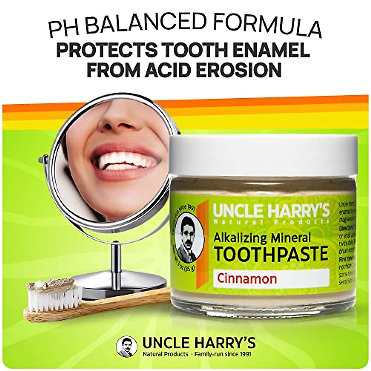 Uncle Harry's Pack of 2 Cinnamon Remineralizing Toothpaste | Natural Whitening Toothpaste Freshens Breath & Promotes Enamel | Vegan Fluoride Free Toothpaste (2 Pack of 3oz Jars)