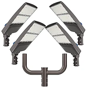HYPERLITE 4Pack Parking Lot Light 300W and 1Pack Double Bullhorn Bracket