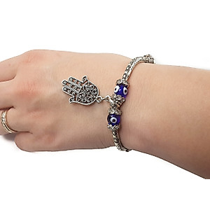 Nazareth Store Blue Beads Evil Eye Bracelet Hamsa Hand Of Fatima For Men Women Stretch Bracelets Lucky Charm
