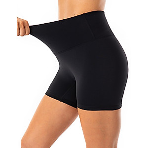 Lavento Women's All Day Soft Biker Shorts 5 Inch - High Waisted Workout Gym Running Yoga Shorts (Black, 6)