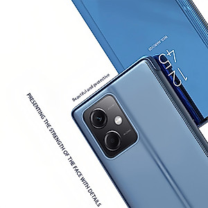 Ysnzaq Mirror Case for Xiaomi Redmi Note 12 Pro+ 6.67 inch, Smart Window Phone Cover with Stand for Xiaomi Redmi Note 12 Pro Plus JM Black