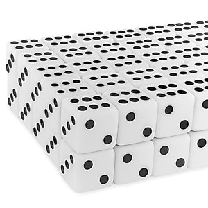 Super Z Outlet Standard 16mm White Dice with Black Pips Dots for Board Games, Activity, Party Favors, Toy Gifts (100 Pack)