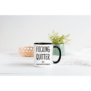 Awnpow-Fucking Quitter Happy Retirement Mug，Funny Mug for Coworker,11oz Ceramic Coffee Mug/Tea Cup