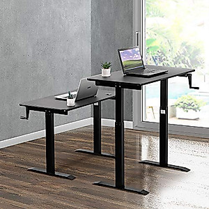 UNICOO - Crank Adjustable Height Standing Desk, Adjustable Sit to Stand up Desk,Home Office Table, Computer Table, Portable Writing Desk, Study Table (Black Top/Black Frame - NTCSET-01-BB)