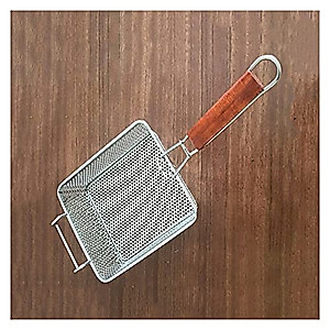 TEMKIN Chip Basket Stainless Steel Encrypted Frying Basket Commercial French Fries Basket Fried Food Filter Mesh with Anti-scalding Handle Kitchen Cooking Tools Basket