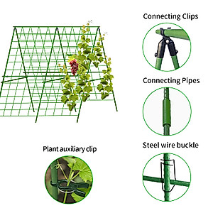 TOCCYARD 48”x 48”Foldable Cucumber Trellis Set, A-Frame Garden Trellis for Climbing Plant Outdoor, Detachable Cucumber Trellis for Raised Bed, Plant Grow Support for Tomato, Squash, Vegetable