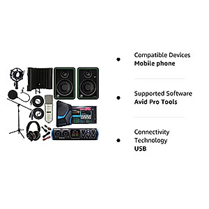 PreSonus Studio 24c 2x2 USB Type-C Audio/MIDI Interface with CR3-X Creative Reference Multimedia Monitors and 1/4” Instrument Cable and Microphone Isolation Shield