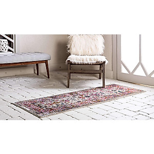 Unique Loom Aurora Collection Over-Dyed, Abstract, Botanical Southwestern, Transitional Area Rug, Rectangular 9' 0" x 12' 0", Beige/Pink