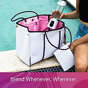 Blendi Pro Plus Premium Cordless Portable 17.5oz Rechargeable Blender - Crush Ice, Fruit & Blend Sports Powders in Seconds - Stainless Steel Blades w/High Powered 120W Motor - Gym, Tailgates (White)