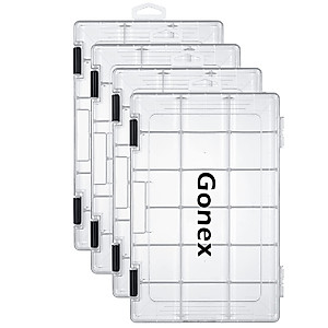 Fishing Tackle Boxes, Transparent Fish Tackle Storage with Adjustable Dividers, Plastic Box Organizer 3600 Tackle Trays, 4 Packs