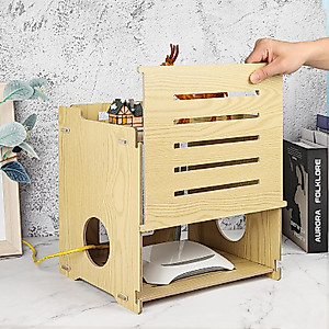 BEARUT Router Shelf WiFi Router Storage Box Modem Cable Router Cover Organized Power Strip Cable Management Hider Rack Need Assembly Made by MDF