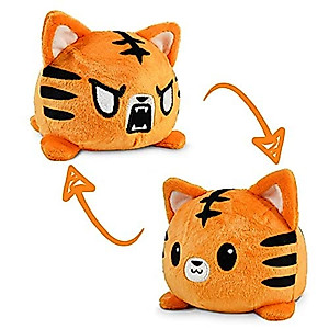 TeeTurtle - The Original Reversible Wild Cat Plushie - Tiger - Cute Sensory Fidget Stuffed Animals That Show Your Mood 4 inch