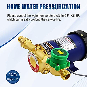 120W Home Water Pressure Booster Pump with Automatic Water Flow Switch, 115VAC, 396 GPH, 21.7 PSI, Automatic Home Water Pressure Booster Pump for Bathroom/Household.
