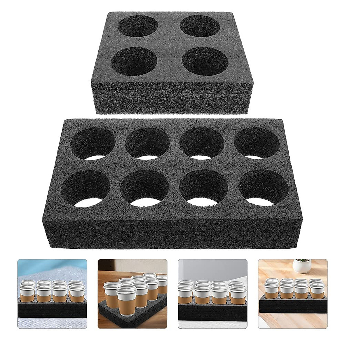 YARDWE 2 Pcs Pearl Cotton Cup Holder Packing Trays Cup Holder Tray for Car Foam Drink Carriers for Drivers Drink Carrier Tray Coffee Carrier Black Mugs Car Tray Drinks Camper Van