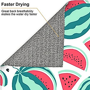 Fruits Watermelon Printed Drying Mat For Kitchen Ultra Absorbent Microfiber Dishes Drainer Mats Non-Slip Silicone Quick Dry Pad - 18 X 16inch