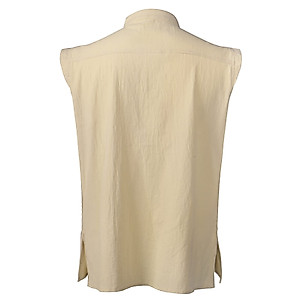 ATTBEA Mens Pirate Renaissance Costume Pirate Shirt Sleeveless Medieval Viking Gothic Celtic Pirate Vest for Men Halloween Costume