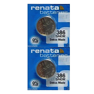 Renata 386 SR43W Batteries - 1.55V Silver Oxide 386 Watch Battery (2 Count)