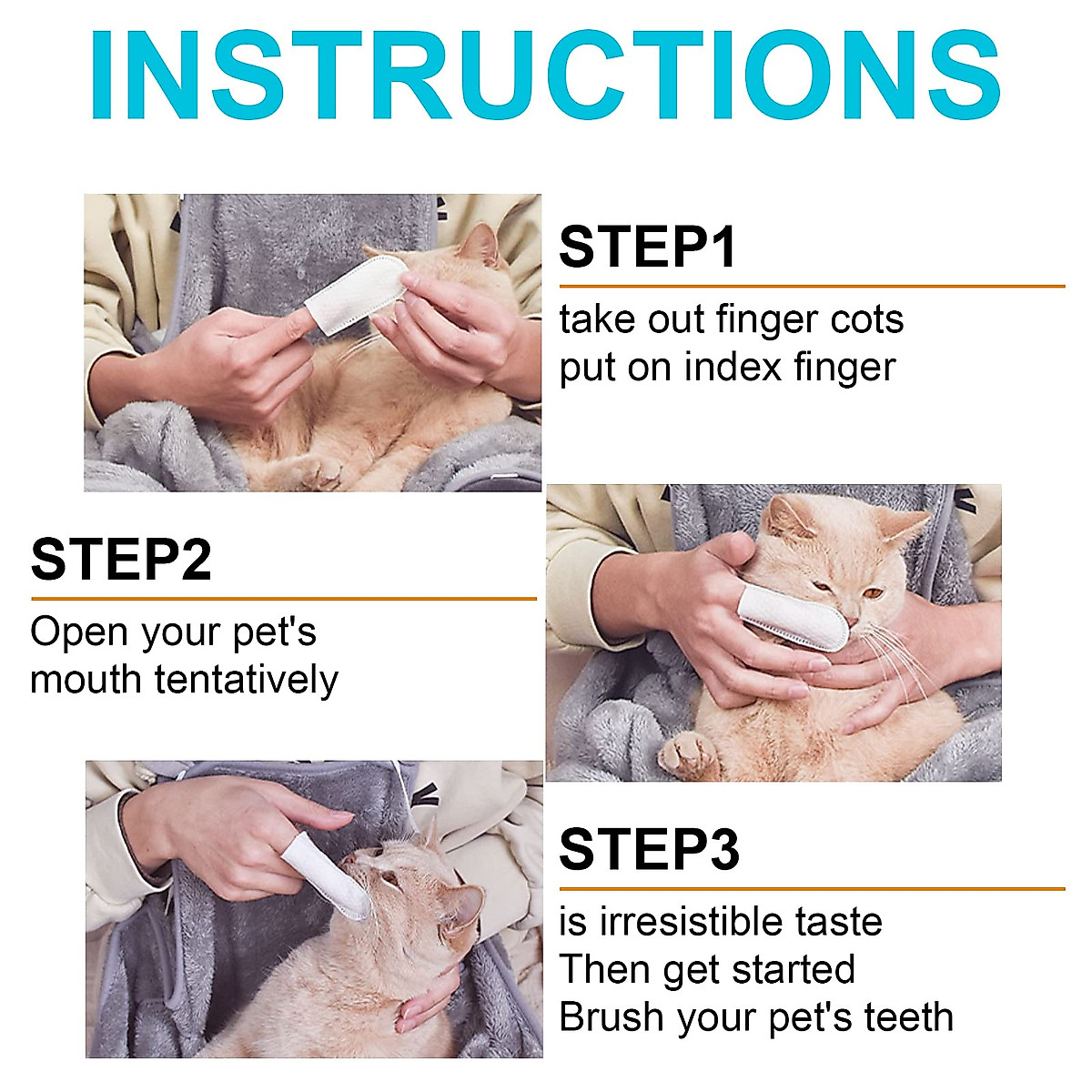 Dog Teeth Cleaning Wipes - Pet Dental Finger Wipes for Dogs, Pet Oral Cleansing Teeth Wipes for Dogs & Cats Tooth and Gums, Reduces Plaque, Freshens Breath and Pets Oral & Dental Care Wipes - 50 pc