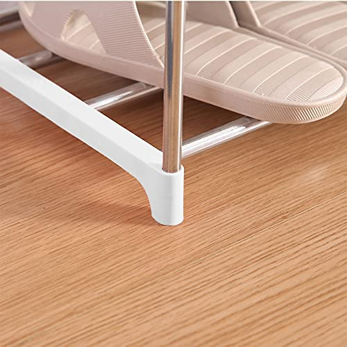 Diligencer 3-Tier Stackable Small Shoe Rack, Adjustable Shoe Shelf Storage Organizer (White)