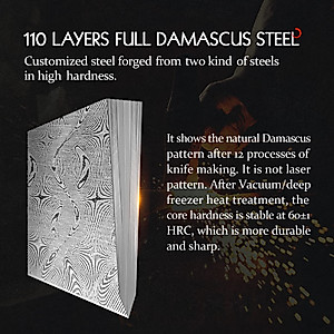 HEZHEN- 8.5" Chef Knife, 110 Layers Full Damascus Steel ,Japanese Style Kiritsuke Kitchen Knife, Gyuto Octagonal Handle, Magnetic Wooden Sheath Case Wooden Box