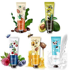 5 Pack Hand Cream For Chapped Hands,Natural Botanical Fragrance Hand Lotion,Mini Hand Cream For Working Dry Hands,Moisturizing Travel Size Hand Cream Set with Natural Botanical For Women-30ml（Fruity）