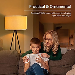 BoostArea Floor Lamp for Living Room, Tripod Floor Lamp, 15W LED Bulb, 3 Levels Dimmable Brightness, Gray Linen Lamp Shade, Mid Century Standing Lamp for Living Room, Bedroom, Study Room and Office