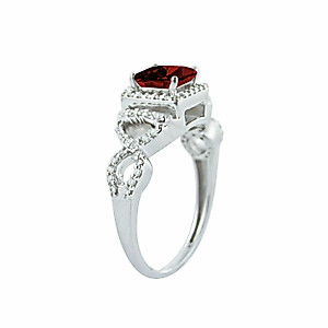 Dazzle Touch 1.40 CT Princess Cut Garnet Vintage Style Halo Women's Engagement Ring 925 Sterling Silver (9)