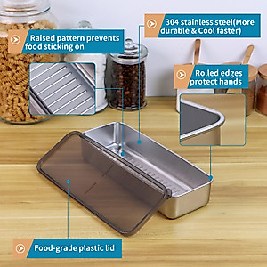 Sanbege 2 Pcs Bacon Containers with Airtight Lids, 304 Stainless Steel Deli Meat Keeper, Stackable Food Storage Boxes for Refrigerator, Saving Lunch Ham, Spaghetti, Asparagus, Celery